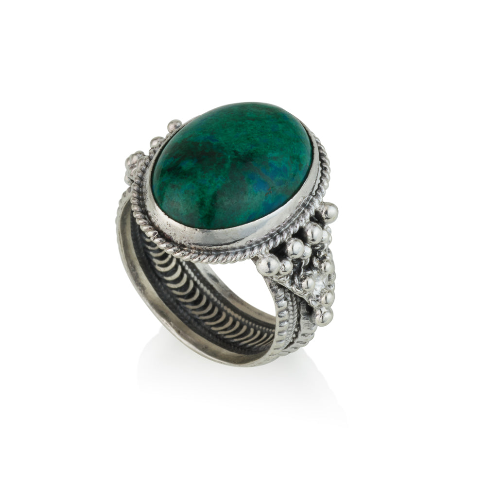925 silver filigree ring set with Eilat stone – Moshe Ben David Jewelery